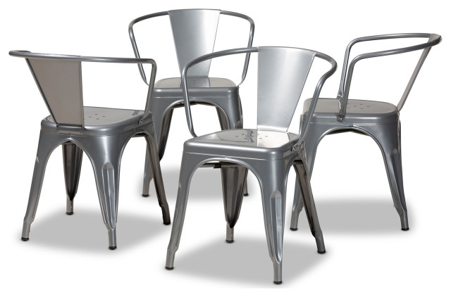 Ryland Modern Industrial Grey Finished Metal 4-Piece Dining Chair Set ...