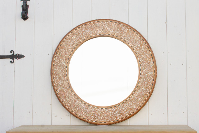 Finely Inlay Anglo Indian Round Mirror - Mediterranean - Wall Mirrors ...
