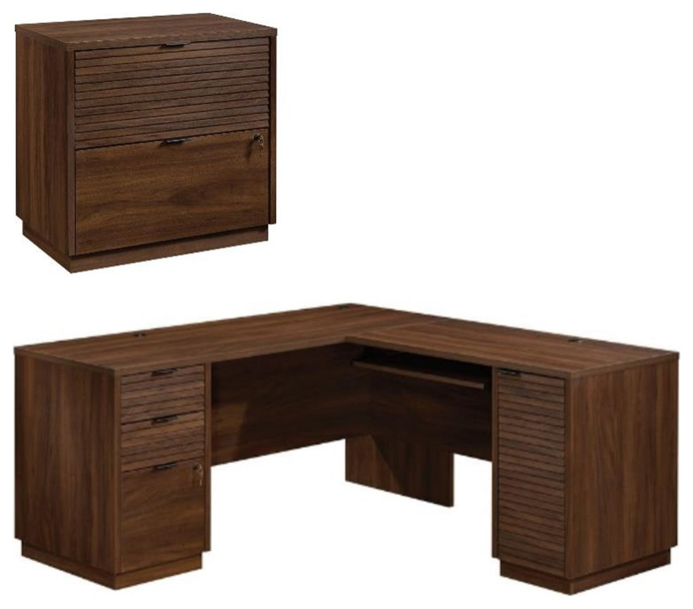 Home Square 2-Piece Set with Computer Desk & Lateral File in Spiced ...
