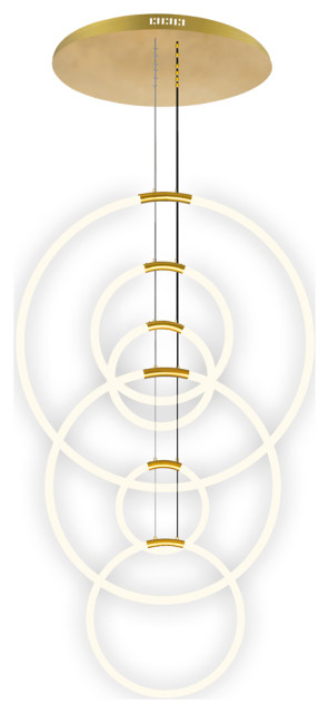 Hoops 6 Light LED Chandelier with Satin Gold finish - Modern - Pendant ...