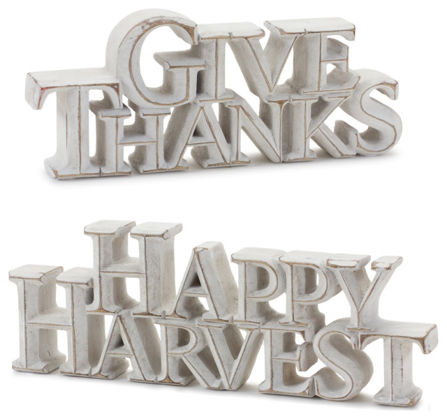 Happy Harvest and Give Thanks Tabletop Sign, 2-Piece Set - Traditional ...