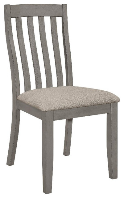 Pemberly Row Contemporary Wood Slat Back Side Chairs Coastal Gray ...