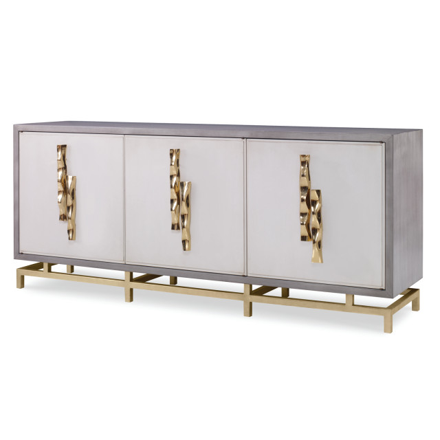 Ambella Home Collection - Origami Multi-Use Cabinet - Ash Grey / Linen ...