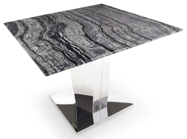 Black and White Marble Brushed Stainless Steel Sirah End Table ...