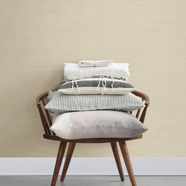 Ashleigh Neutral Linen Texture Wallpaper - Transitional - Wallpaper ...