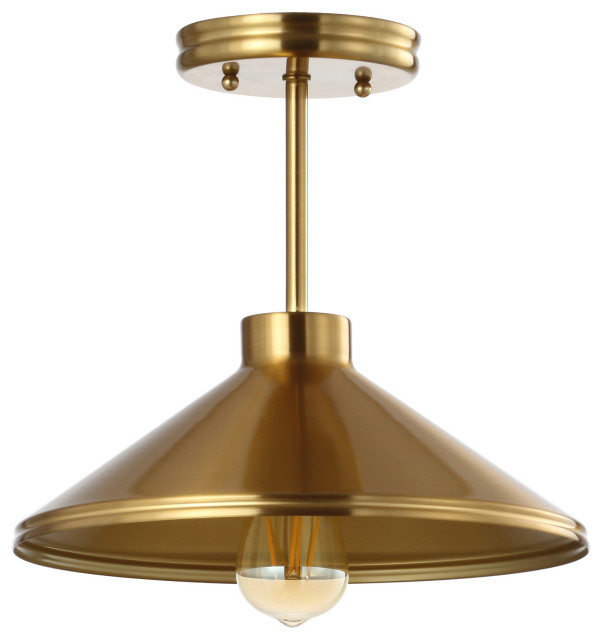 Cisco 11.75" Iron Modern Farmhouse LED Pendant, Brass by JONATHAN Y ...