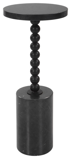 Bead Black Marble Drink Table - Transitional - Side Tables And End ...