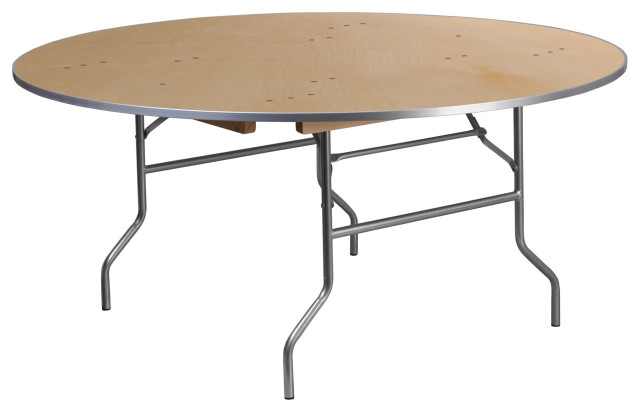 Heavy Duty Folding Table, Sturdy Aluminum Frame With Spacious Birchwood ...