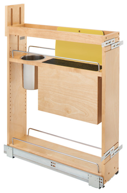 Wood Base Cabinet Knife Block Pull Out Organizer With Soft Close, 6 ...