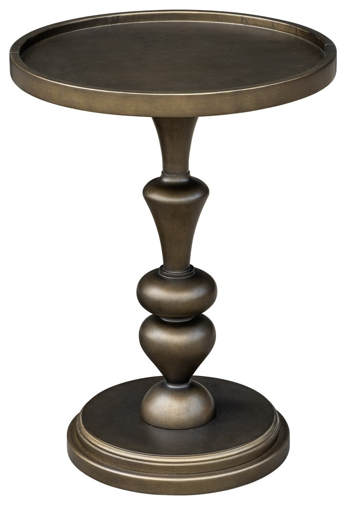 Del Mar Bronze Pedestal Round Accent Table for Small Space ...