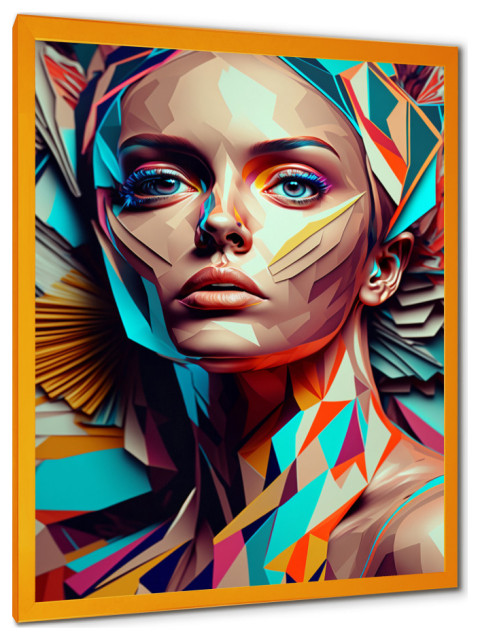 Cubic Woman Portrait I Framed Print, 12x20 - Contemporary - Prints And ...