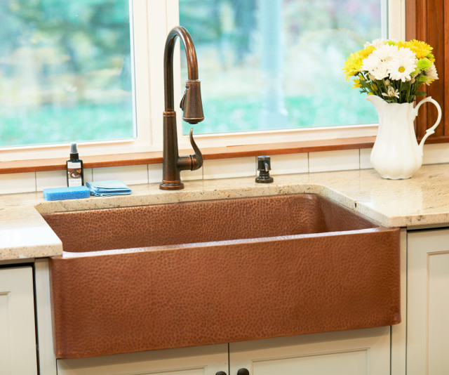 Lange Copper 30" Single Bowl Farmhouse Apron Front Undermount Kitchen ...