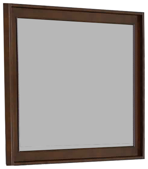 Rectangular Wooden Frame Mirror with Raised Edges, Brown - Transitional ...