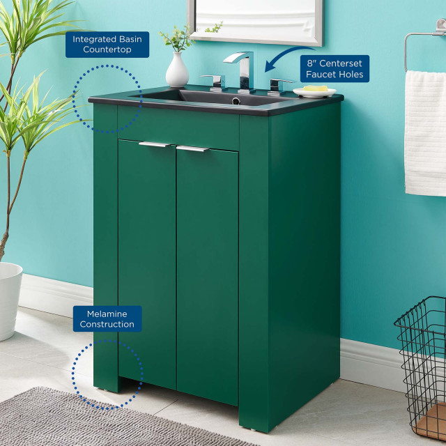 Sink Vanity Cabinet, Melamine, Green Black, Modern, Hotel Bedroom ...