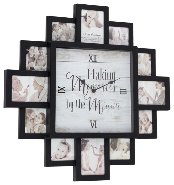 Black "Memories by the Minute" Picture Frame Collage Wall Clock, 20 x ...