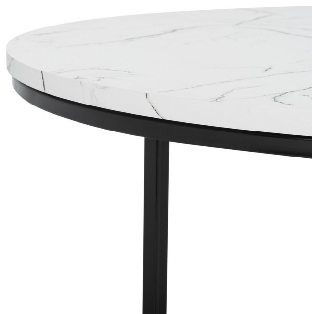 Safavieh Pia Marble Coffee Table, White Marble/Black, #N/A - Transitional - Coffee Tables - by ...
