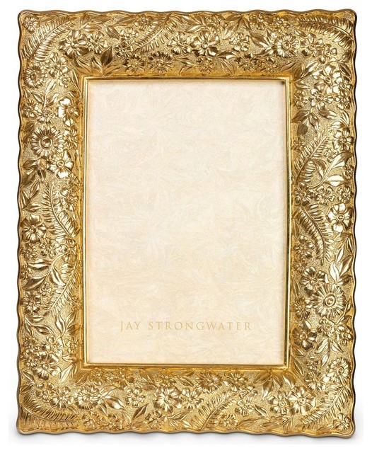 Jay Strongwater Katerina Ruffled Edge Floral Frame Gold Finish ...
