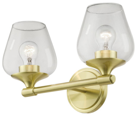 Willow 2 Light Satin Brass Vanity Sconce - Transitional - Bathroom ...