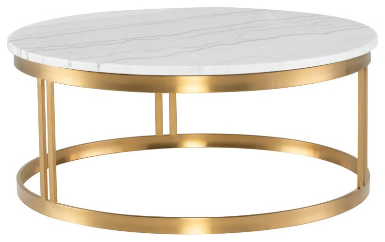 Carlina coffee table white marble top brushed gold - Modern - Coffee ...