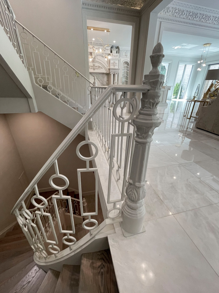 104_Curved Staircases in 18th Century French Inspired Mansion, Mclean ...