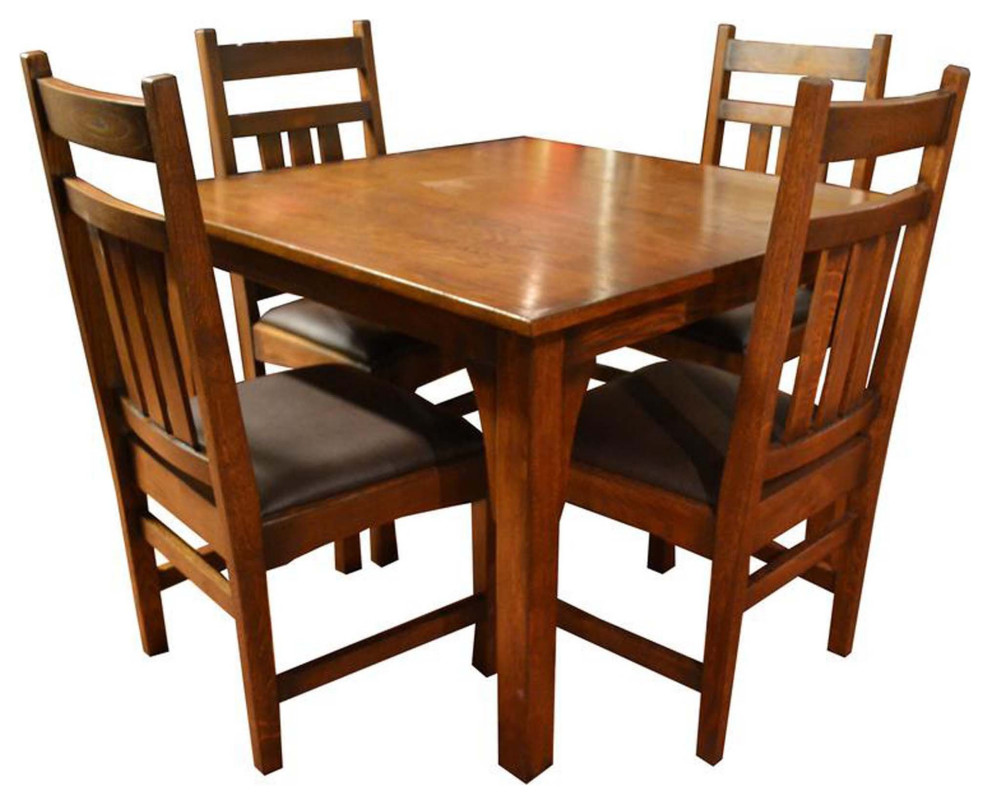 Mission Style White Oak Square Dining Table Set - Walnut - Transitional ...