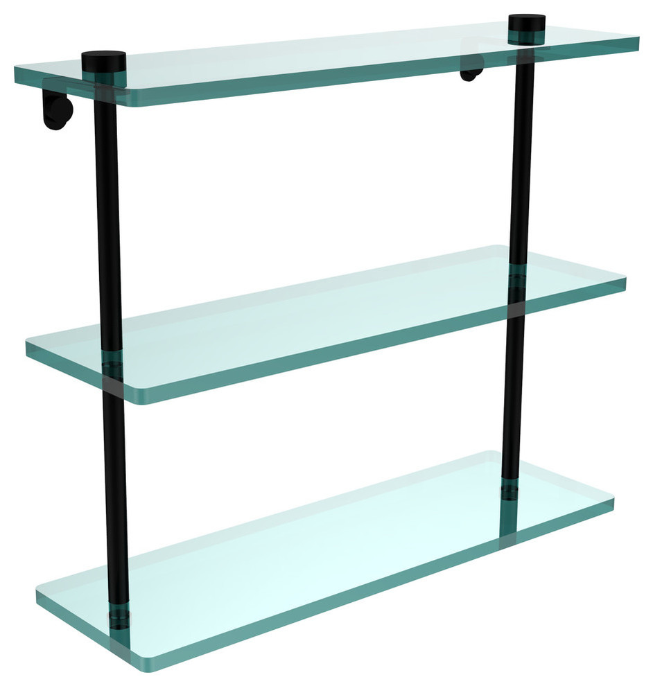 NS-5/16-BKM 16" Triple Tiered Glass Shelf, Matte Black - Contemporary ...