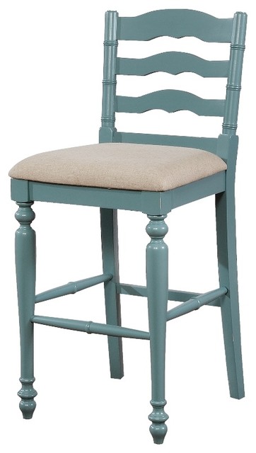 Melva Antique Blue Bar Stool - Traditional - Bar Stools And Counter ...