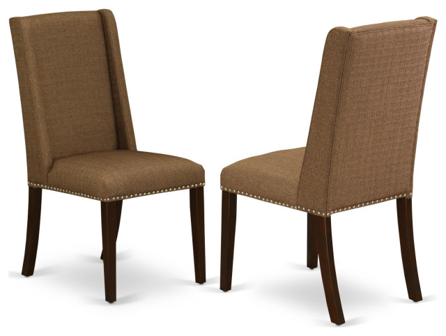 3-Piece Set, Drop Leaves Table, 2 Parsons Chairs, Brown Beige Parson ...
