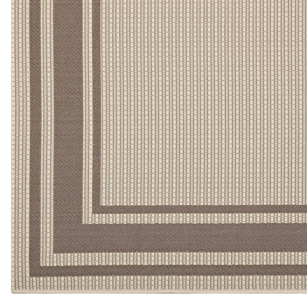 Light and Dark Beige Rim Solid Border 5x8 Indoor and Outdoor Area Rug ...