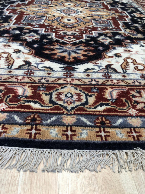 Navy Traditional Medallion Heriz Weave Area Rug, 8'x10' - Mediterranean ...