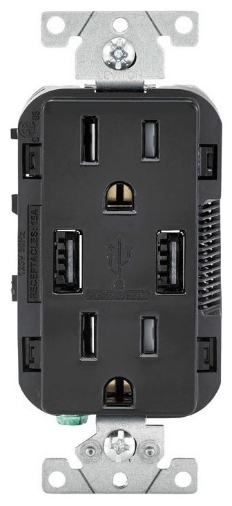 Leviton Decora Receptacle and USB Charger, 15 Amp, 125V - Transitional ...