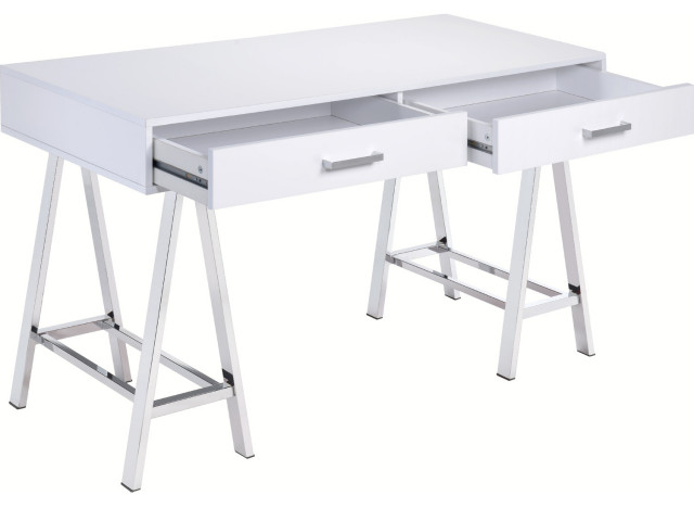 Metal Frame Desk, High Gloss Finish and Chrome - Contemporary - Desks ...