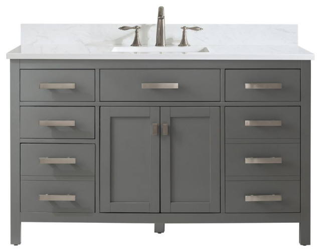 Valentino Modern 54" Gray Single Rectangular Sink Vanity - Transitional ...