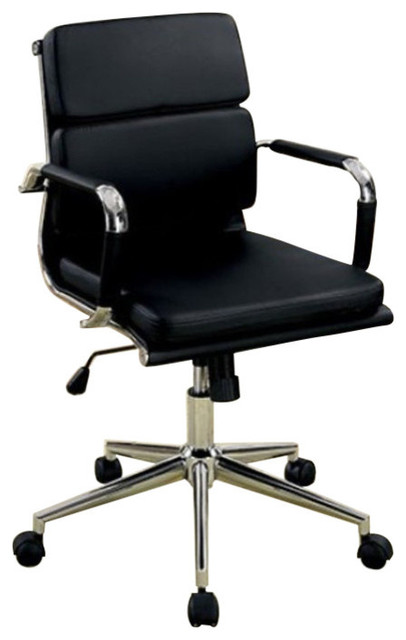 Leatherette Contemporary Office Chair, Small, Black - Contemporary ...