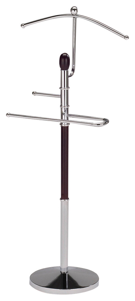 Irene Valet Coatrack, Chrome and Walnut, 11"x11"x44.5" - Contemporary ...