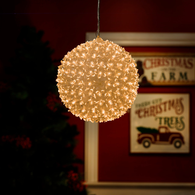 Sphere Ornament with Warm White Twinkling LED Lights - Traditional ...