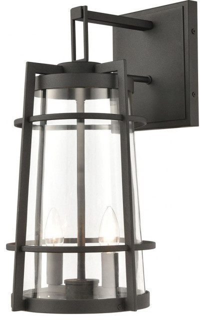 2 Light Outdoor Wall Sconce in Transitional Style - 19 Inches tall and ...