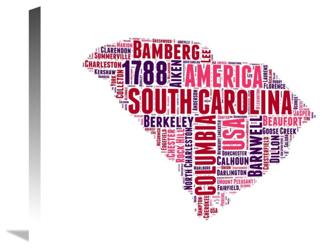 "South Carolina Word Cloud Map" Fine Art Print, 24" x 18" - Modern ...