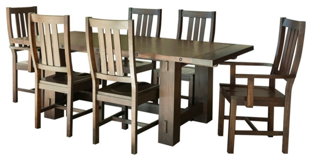 Coaster Calandra 7-piece Extension Leaf Wood Dining Set Vintage Java and Brown - Transitional ...