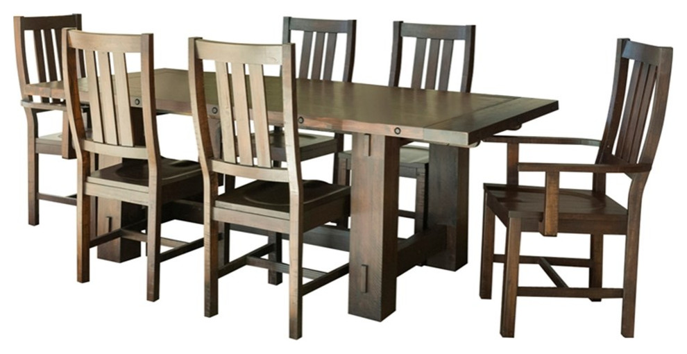 Coaster Calandra 7-piece Extension Leaf Wood Dining Set Vintage Java and Brown - Transitional ...