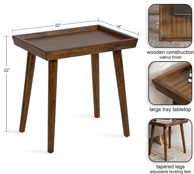 Mid Century Modern Side Table, Angled Legs & Tray Like Wooden Top ...
