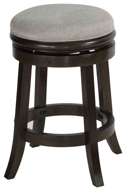 Clyffe Backless Swivel Counter Stool, Solid Wood, 24" Gray Fabric ...