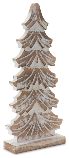 Wood Carved Pine Tree, 3-Piece Set - Rustic - Holiday Accents And ...