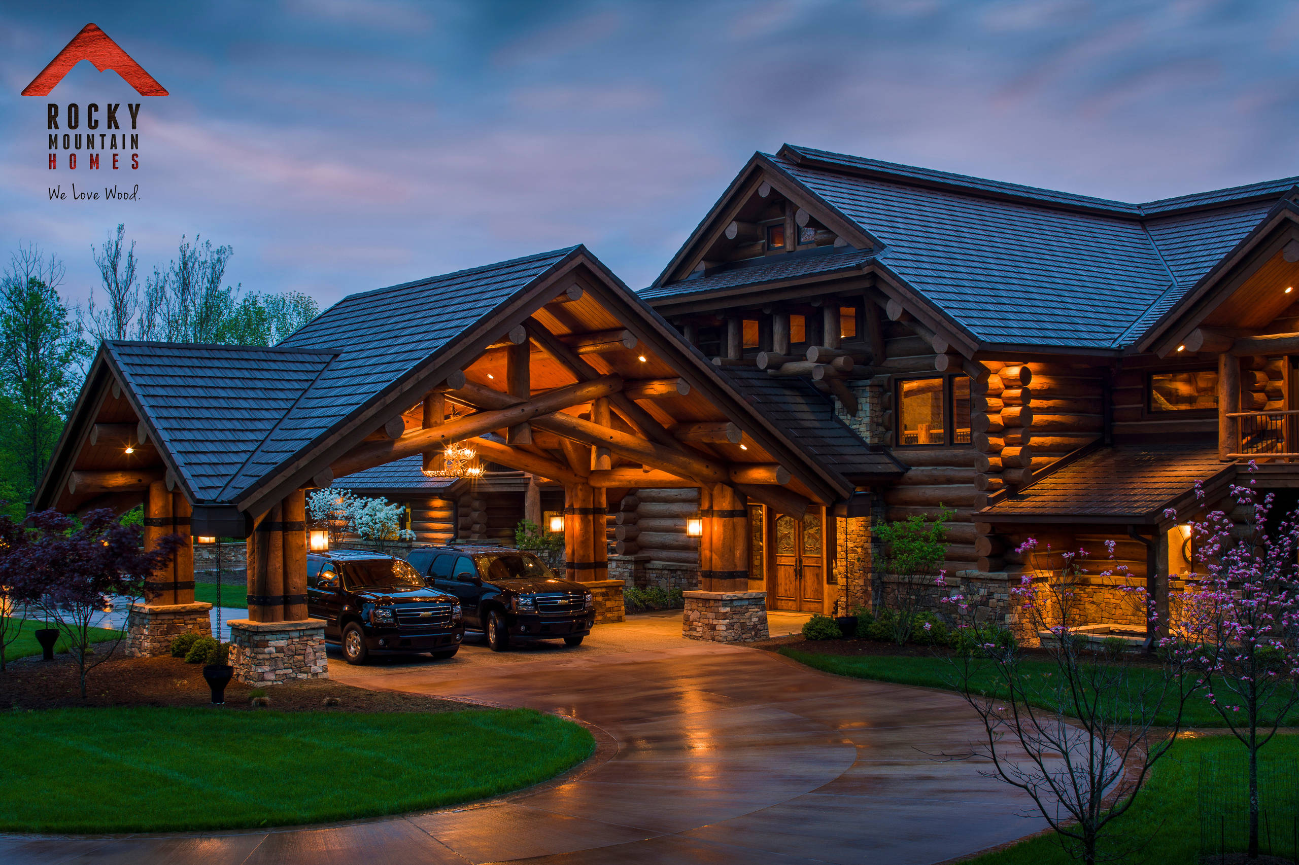 Carport With Log Home Designs Ramsey Log Home | Hochstetler Log Homes