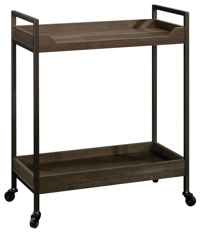 Sauder North Avenue Engineered Wood Serving Cart in Smoked Oak ...