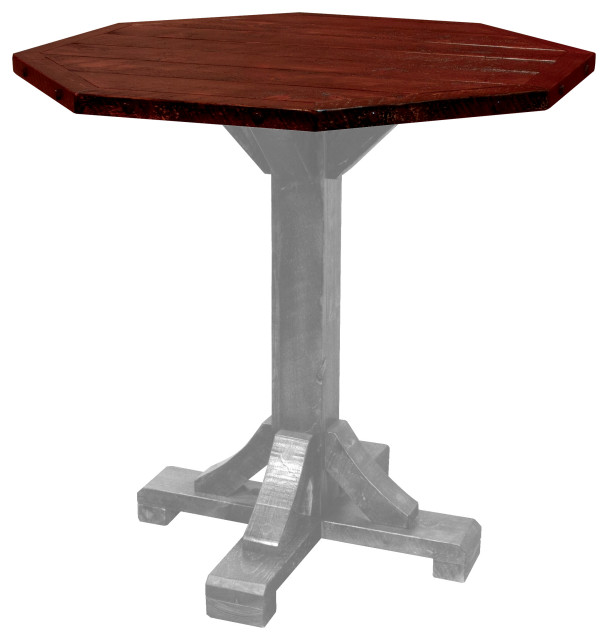 Rustic Barn Wood Style Timber Peg Octagon Pub Table, 42 Inch ...
