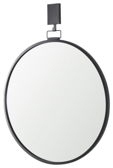 Grimm Dark Gray Metal Frame With Hanger Round Wall Mirror, 30" x 30 ...