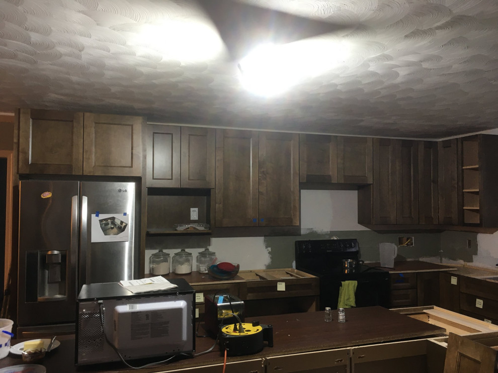 Cabinet crown molding conundrum with lumpy ceiling