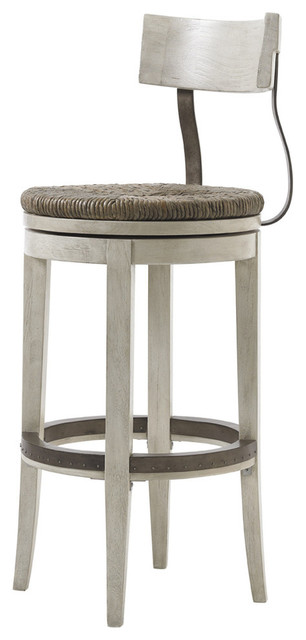 Emma Mason Signature Rich Bay Merrick Swivel Bar Stool in Light Oyster ...