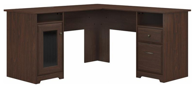 Atlin Designs 60" Shaped Computer Desk in Modern Walnut - Transitional ...
